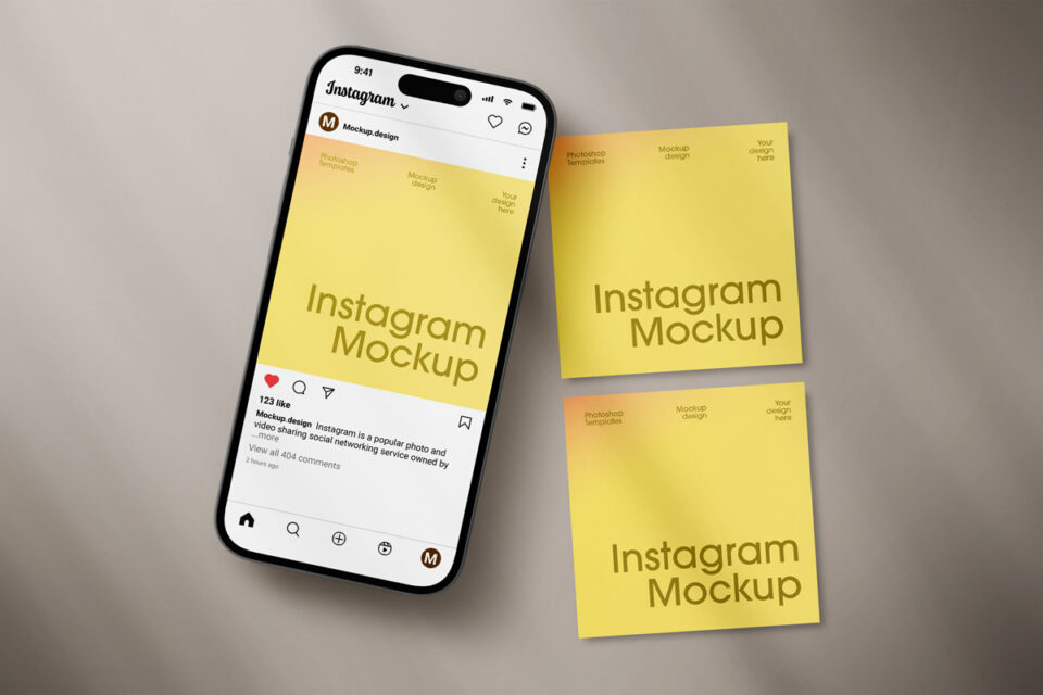 Free Realistic Shadow Instagram Mockup | Mockuptree