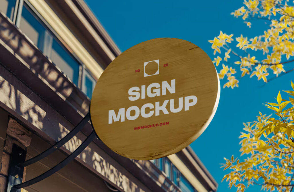 Free Circle Wooden Sign Mockup | Mockuptree