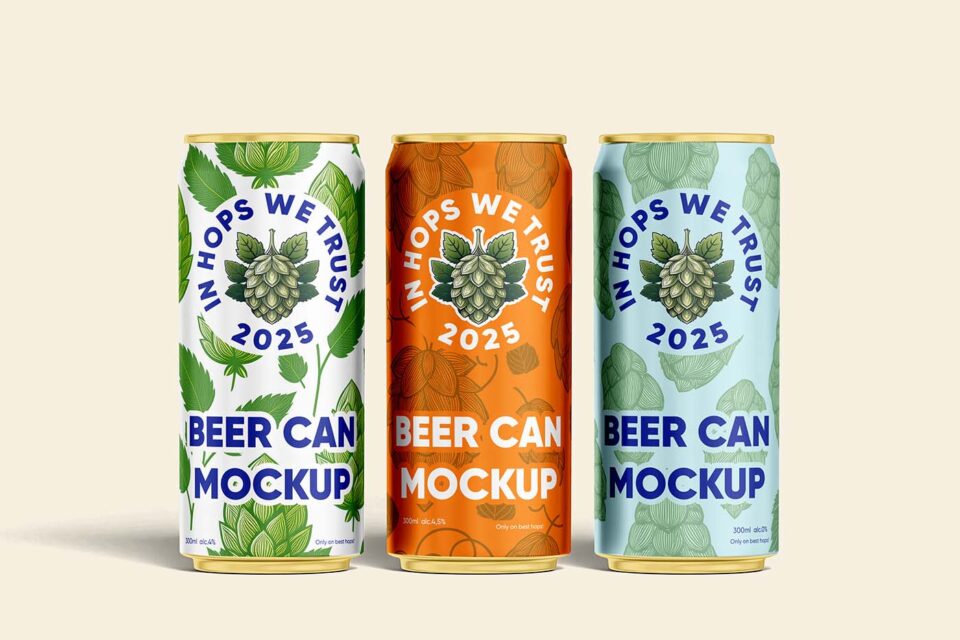 Free Triple Drink Can Mockup | Mockuptree