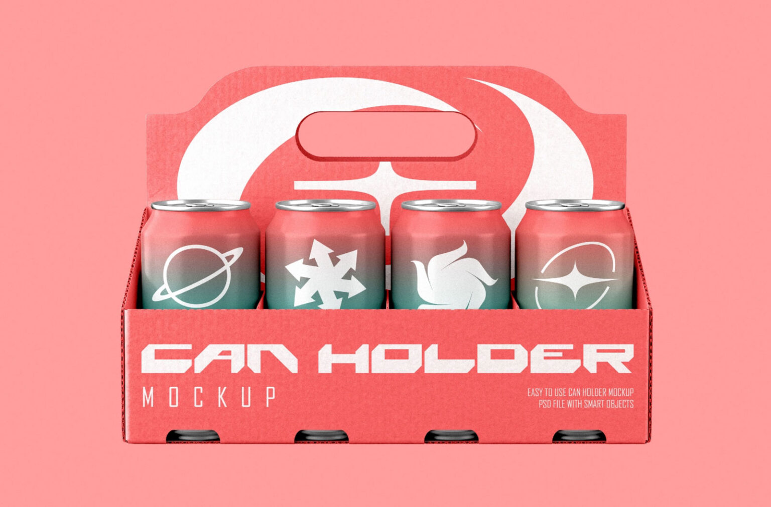 Free Cardboard Can Holder Mockup